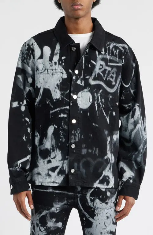 RtA Norris Graffiti Shirt Jacket - Graffiti Graphite