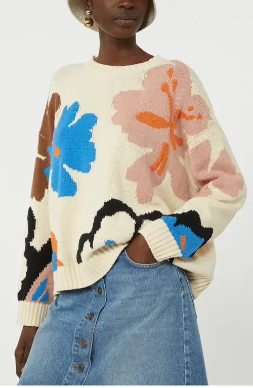Max Mara Celebre Floral Oversize Sweater - Ivory Multi