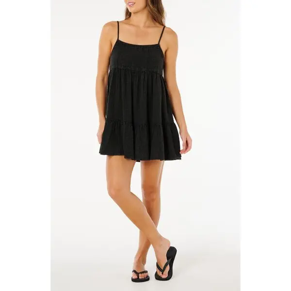 Rip Curl Classic Surf Tiered Cotton Sundress - Black