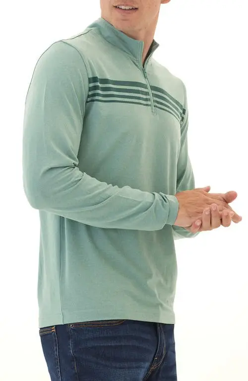 THREADS 4 THOUGHT Chest Stripe Quarter Zip Pullover - Heather Spearmint/serrano