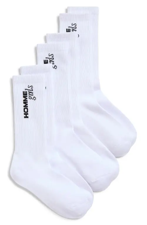 HOMMEGIRLS 3-pack Logo Crew Socks - White