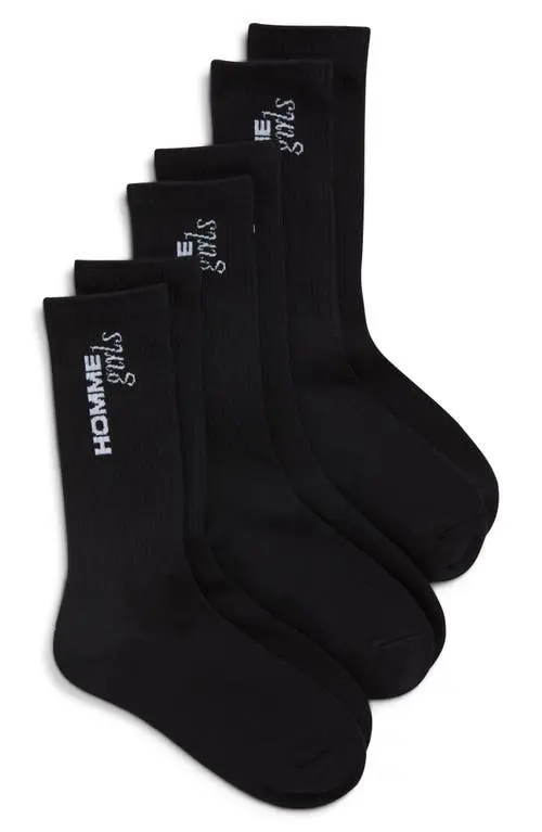 HOMMEGIRLS 3-pack Logo Crew Socks - Black