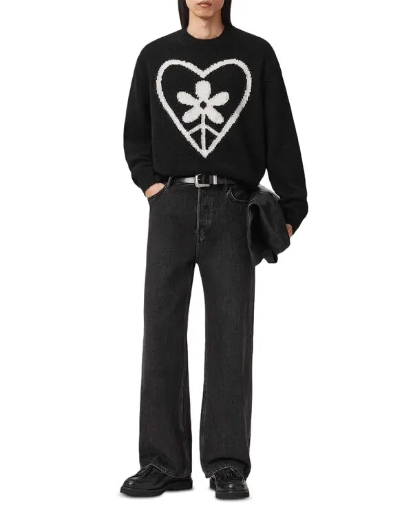 ALLSAINTS Finden Heart And Flower Graphic Knit Sweater
