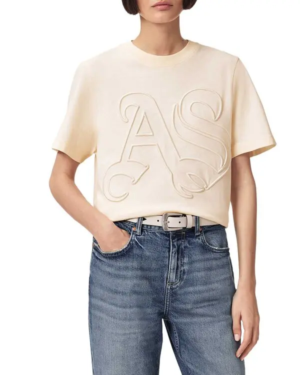 ALLSAINTS Lisa Embossed Tee - Pebble White
