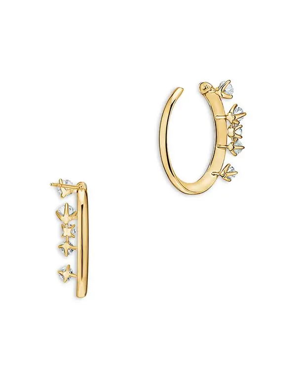 Hearts On Fire 18k Yellow Floating Diamond Barre Hoop Earrings