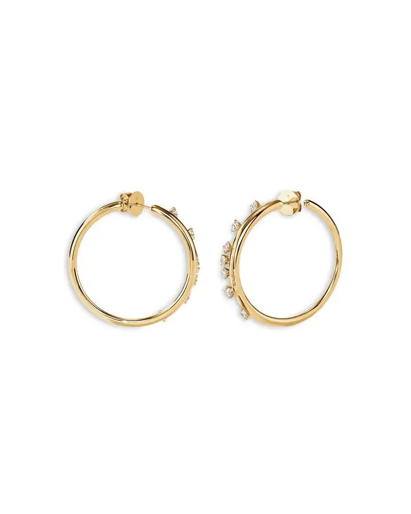 Hearts On Fire 18k Yellow Floating Diamond Barre Medium Hoop Earrings