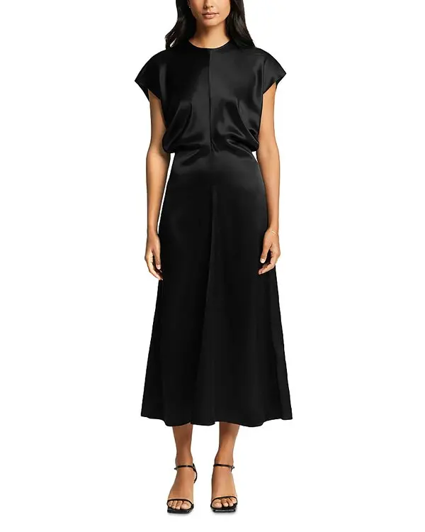 ARGENT Draped Silk Dress - Black