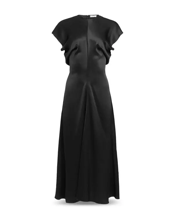 ARGENT Draped Silk Dress - Black