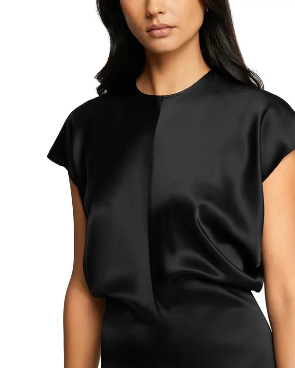 ARGENT Draped Silk Dress - Black