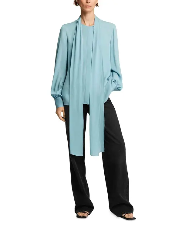ARGENT Silk Scarf Neck Blouse