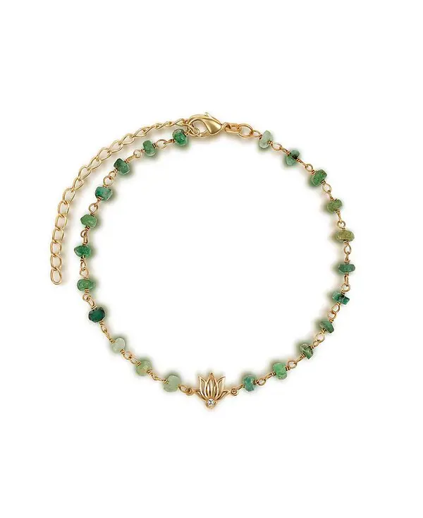 KARMA AND LUCK Focused Serenity Ombre Emerald Lotus Charm Bracelet - Pastel Green/gold