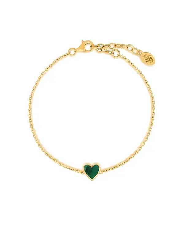 KARMA AND LUCK Love's Shield Malachite Heart Bracelet - Gold/green