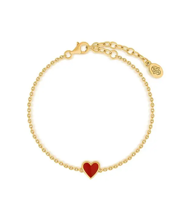 KARMA AND LUCK Soulful Passion Carnelian Heart Bracelet - Gold/red