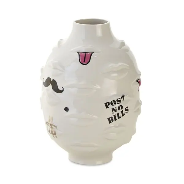 Jonathan Adler Gala Round Vase Graffiti - White