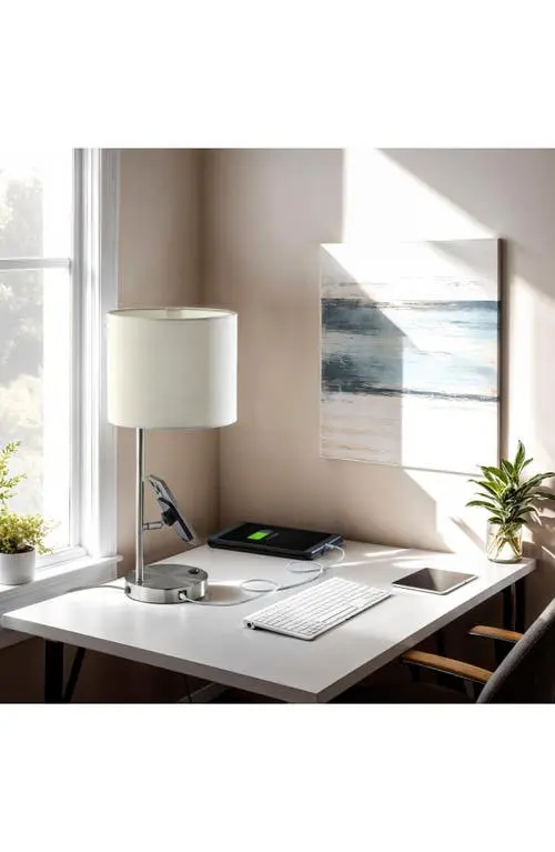 ADESSO Wyatt Supercharger Desk Lamp - Brushed Steel