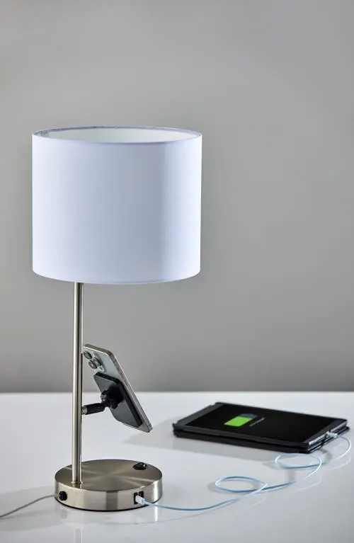 ADESSO Wyatt Supercharger Desk Lamp - Brushed Steel