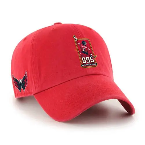 '47 Alexander Ovechkin Washington Capitals 895 Goals Clean Up Adjustable Cap - Red
