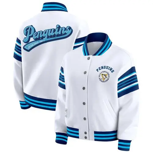 WEAR BY ERIN ANDREWS Pittsburgh Penguins Full-snap Fleece Sweatshirt Jacket - Navy