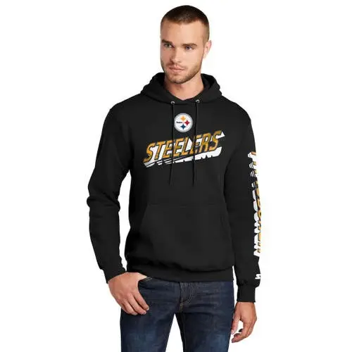 STARTER Pittsburgh Steelers Wordmark Logo Pullover Hoodie