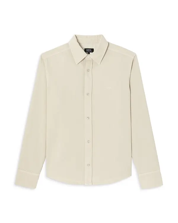 A.p.c. A. P.c Surchemise Long Sleeve Button Front Shirt - Mastic