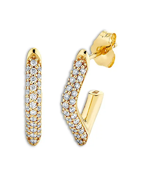 SYDNEY EVAN 14k Yellow Diamond Geometric Hoop Earrings - Gold