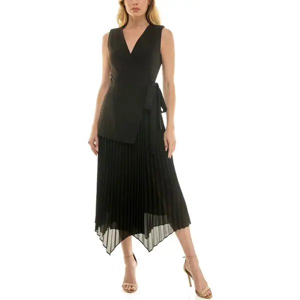 SOCIALITE Mixed Media Pleated Dress