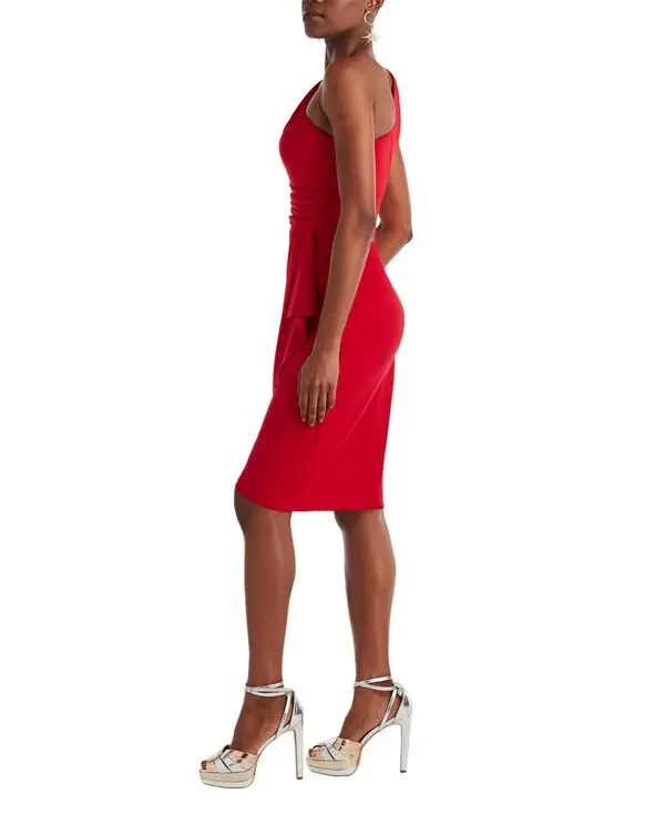 Tadashi Shoji Marston One-Shoulder Draped Cocktail Dress - Red
