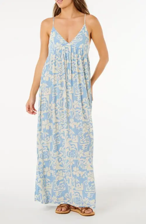 Rip Curl Floral Print Sleeveless Maxi Dress - Blue