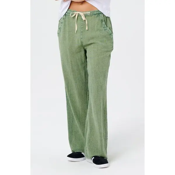 Rip Curl Wide Leg Cotton Pants - Sage