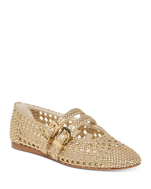 Dolce Vita Baylee Woven Leather Flats - Gold Woven