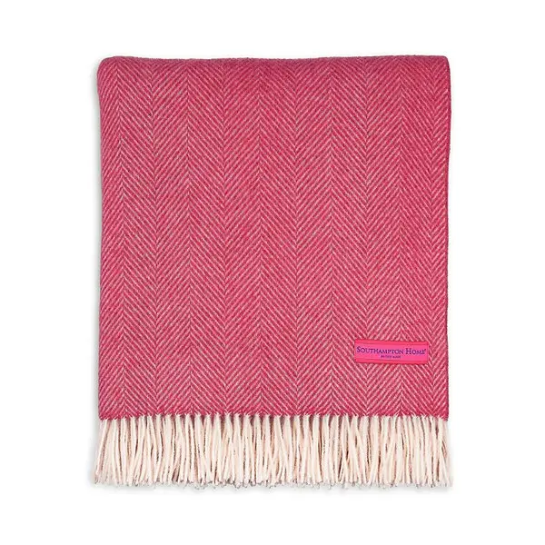 PRINCE OF SCOTS Herringbone Merino Wool Throw - Pink