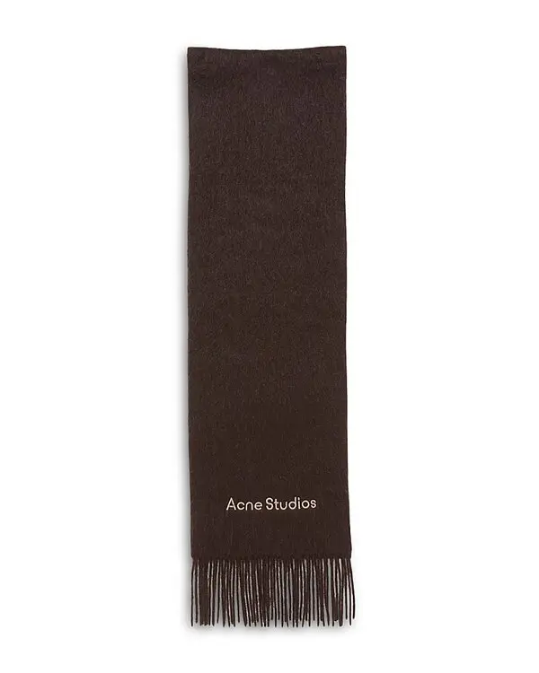 Acne Studios Alpaca Wool Logo Scarf - Dark Brown