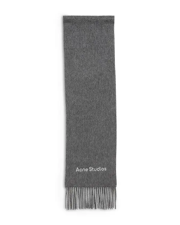 Acne Studios Alpaca Wool Logo Scarf - Grey Melange