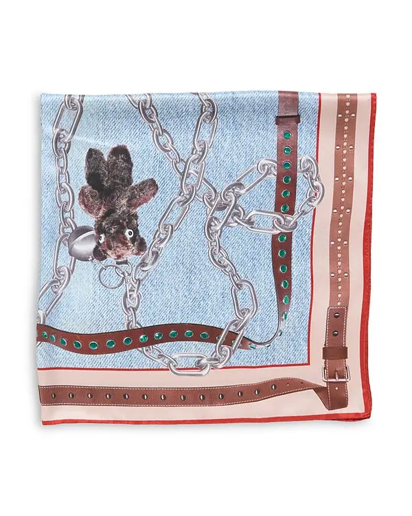 Acne Studios Printed Silk Scarf - Denim Blue
