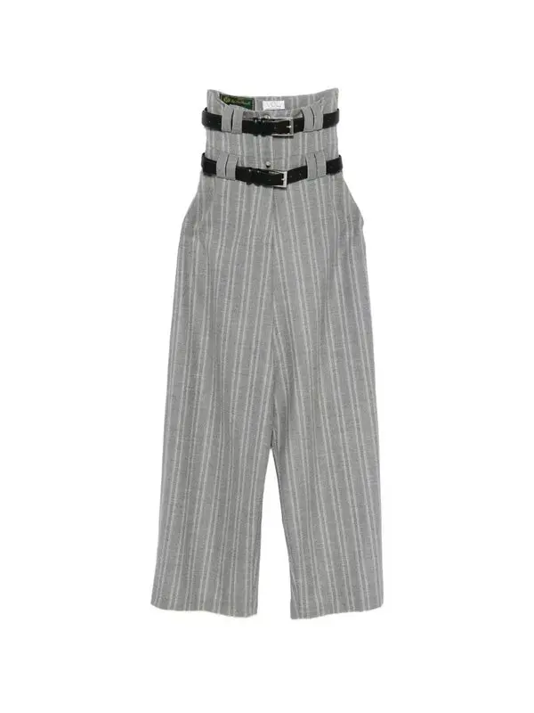 VESTIAIRE D'UN OISEAU LIBRE Belted Striped Trousers - Grey