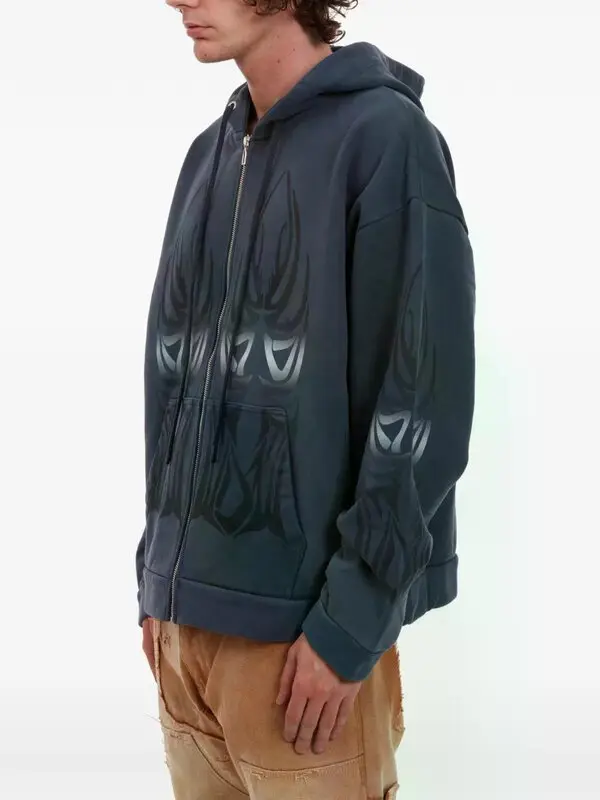 WHO DECIDES WAR Graphic Zip Hoodie - Blue