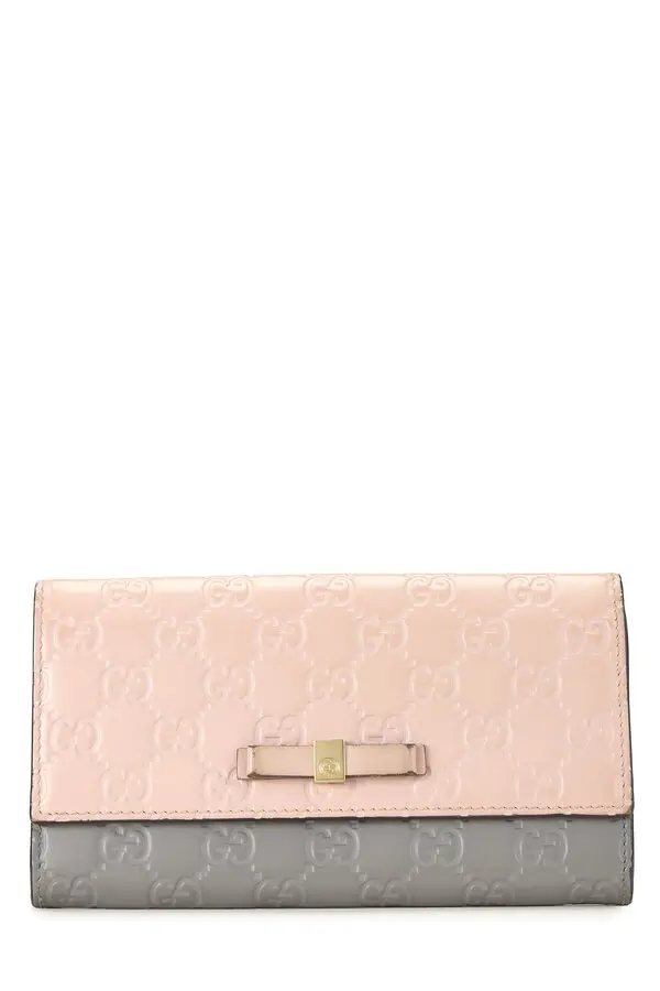 Gucci Pink & Grey Ssima Bow Wallet - Multi