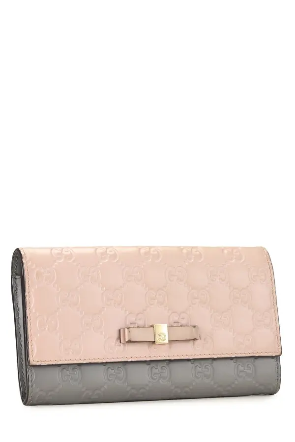 Gucci Pink & Grey Ssima Bow Wallet