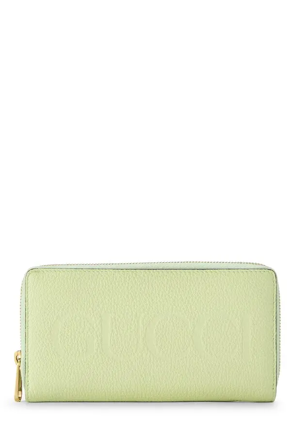 Gucci Logo Embossed Zip Around Wallet - Green