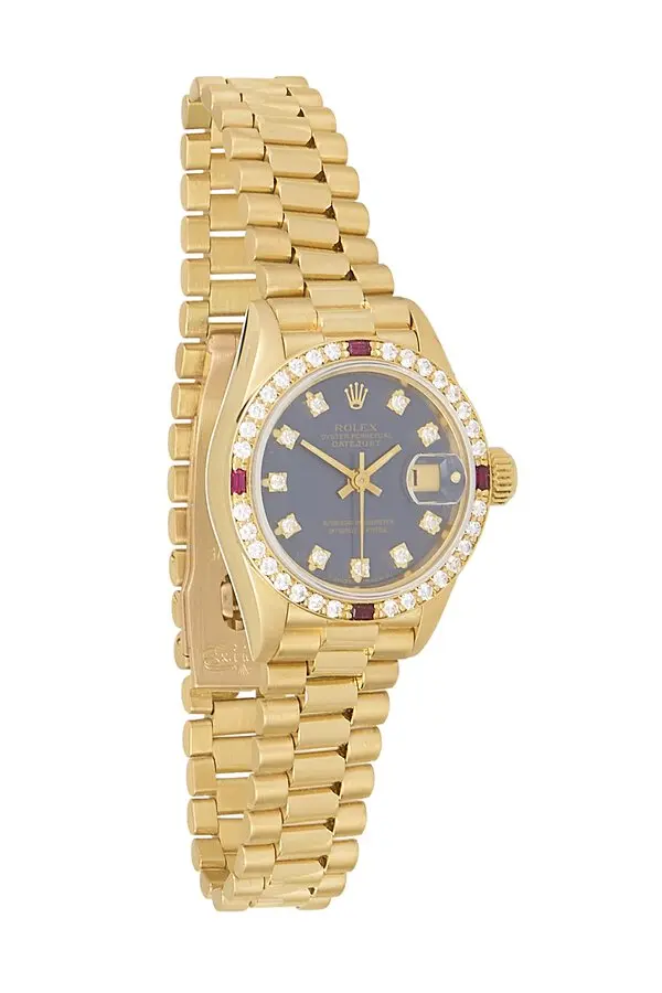Rolex 18k Diamond And Ruby Datejust - Gold