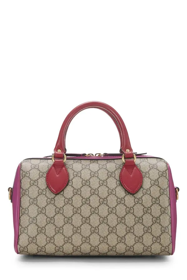 Gucci Original Gg Supreme Canvas Boston Handbag With Leather Trim - Beige