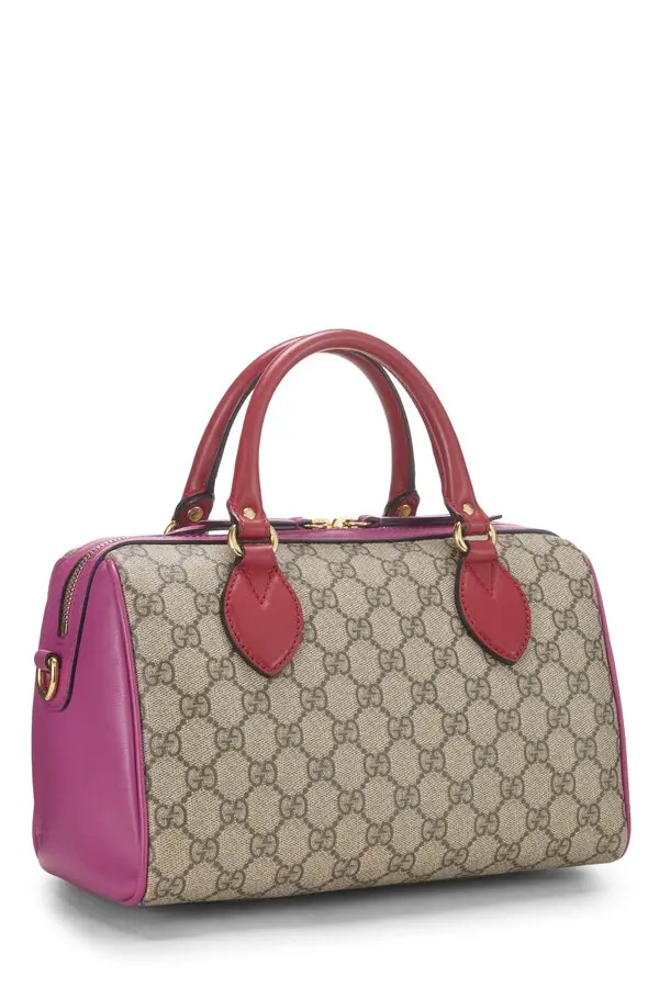 Gucci Original Gg Supreme Canvas Boston Handbag With Leather Trim - Beige