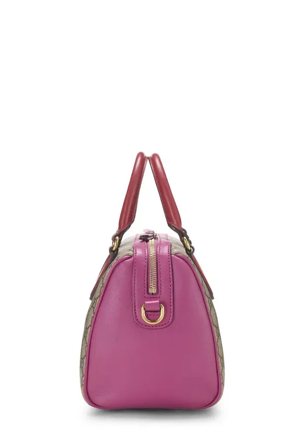 Gucci Original Gg Supreme Canvas Boston Handbag With Leather Trim - Beige