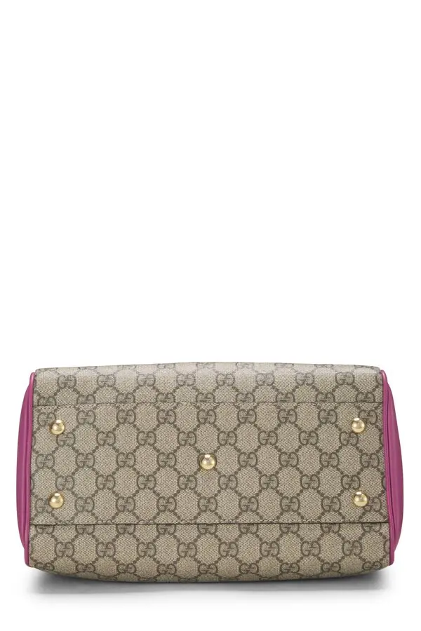 Gucci Original Gg Supreme Canvas Boston Handbag With Leather Trim - Beige