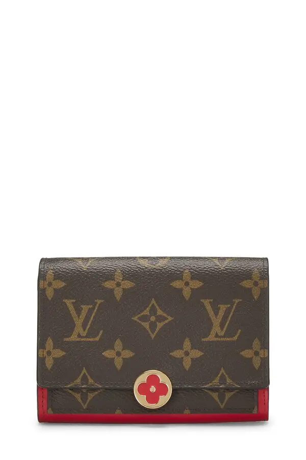 LOUIS VUITTON Monogram Canvas Flore Compact Wallet - Red