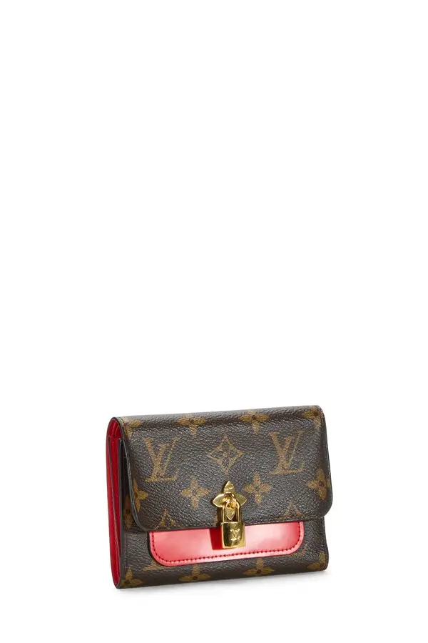 LOUIS VUITTON Monogram Canvas Flore Compact Wallet - Red