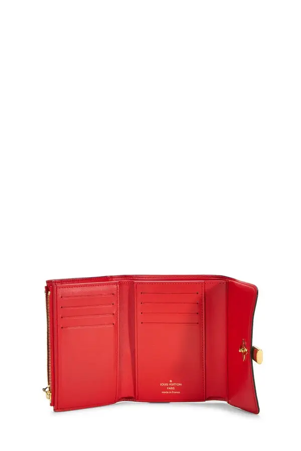 LOUIS VUITTON Monogram Canvas Flore Compact Wallet - Red