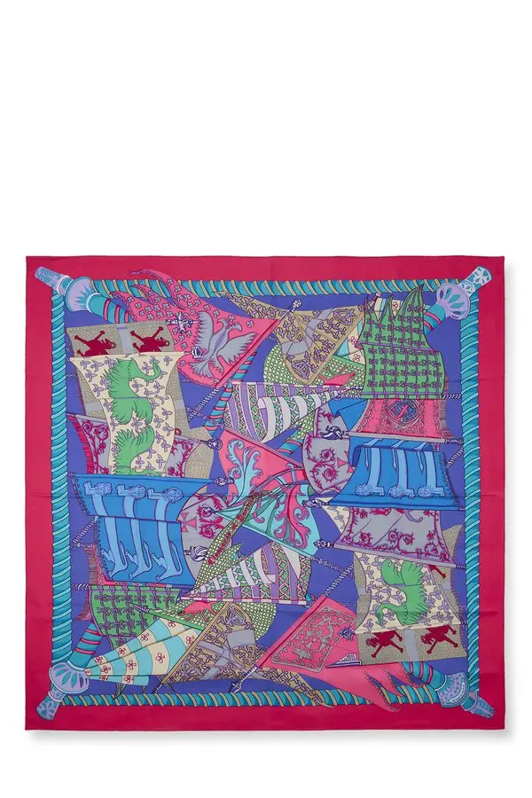 Hermès Multicolor Étendards Et Bannières' Silk Scarf 90 - Pink