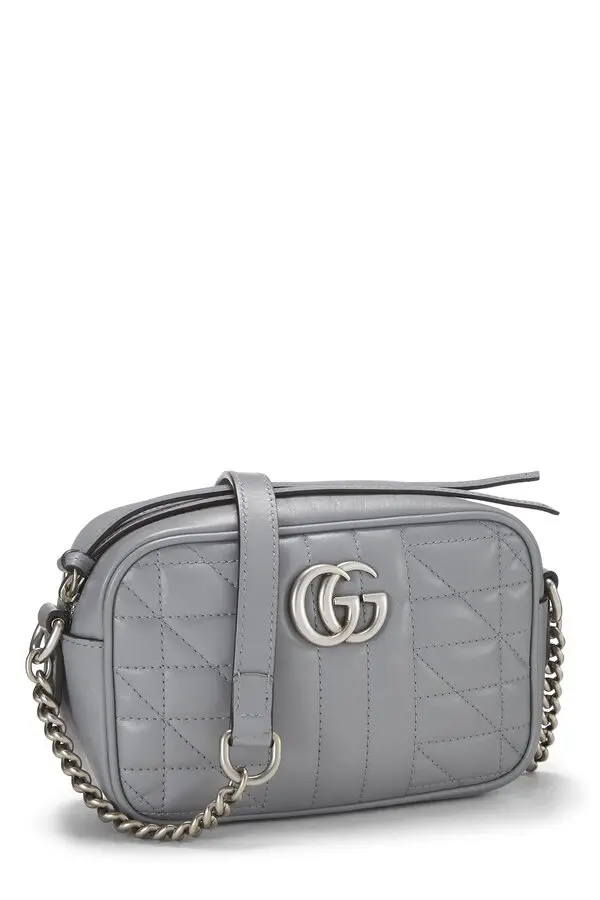 Gucci Leather Gg Marmont Crossbody Bag - Grey