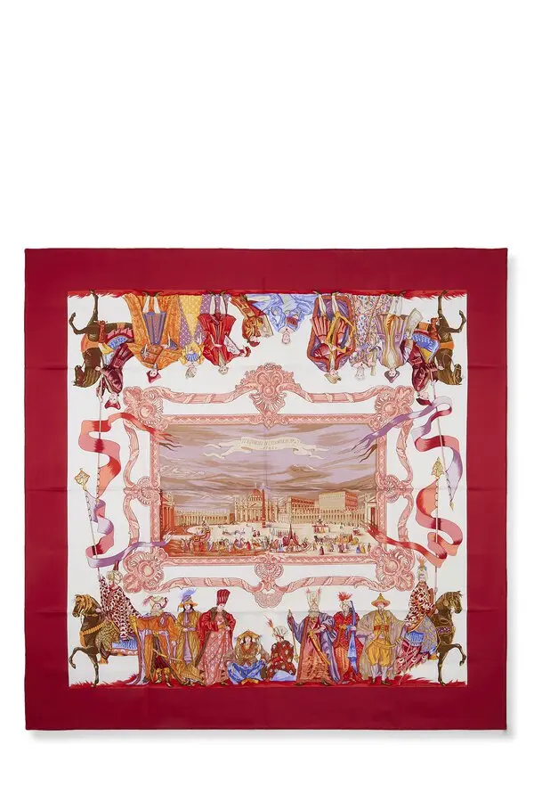 Hermès Multicolor 'turqueries En L'honneur' Silk Scarf 90 - Red